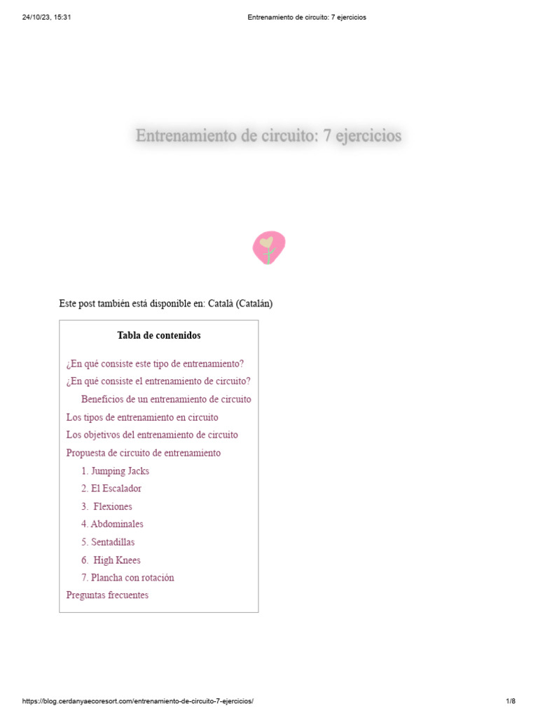 Entrenamiento de circuito_ 7 ejercicios | PDF