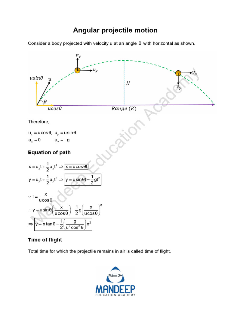 Angular Projectile Motion Pdf