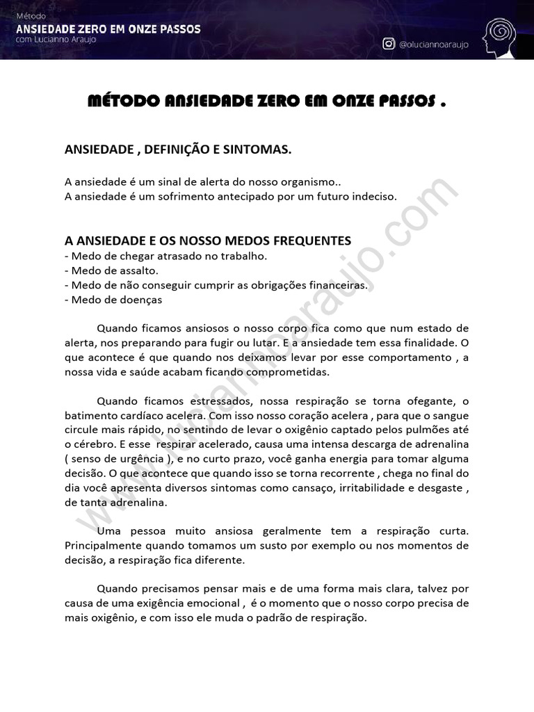 Metodo Ansiedade Zero em Onze Passos | PDF