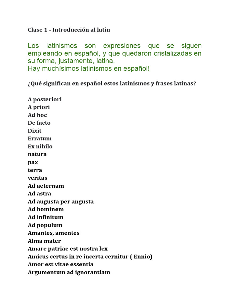 Palabras, Frases y Expresiones Conocidas Del Latín - Latinismos | PDF