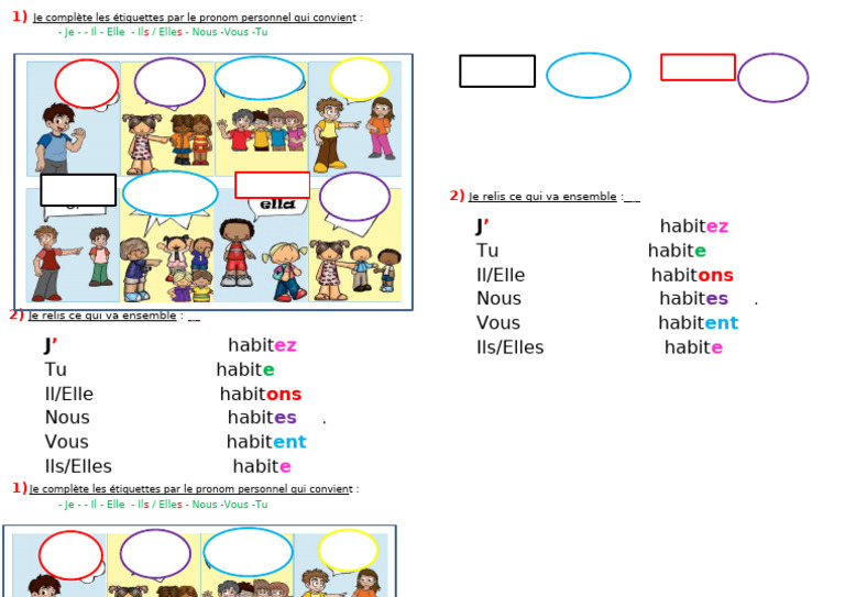 Les Pronoms Personnels Le Verbe Habiter | PDF