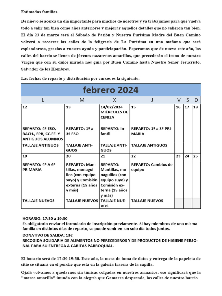 Repato de Túnicas 2024 | PDF