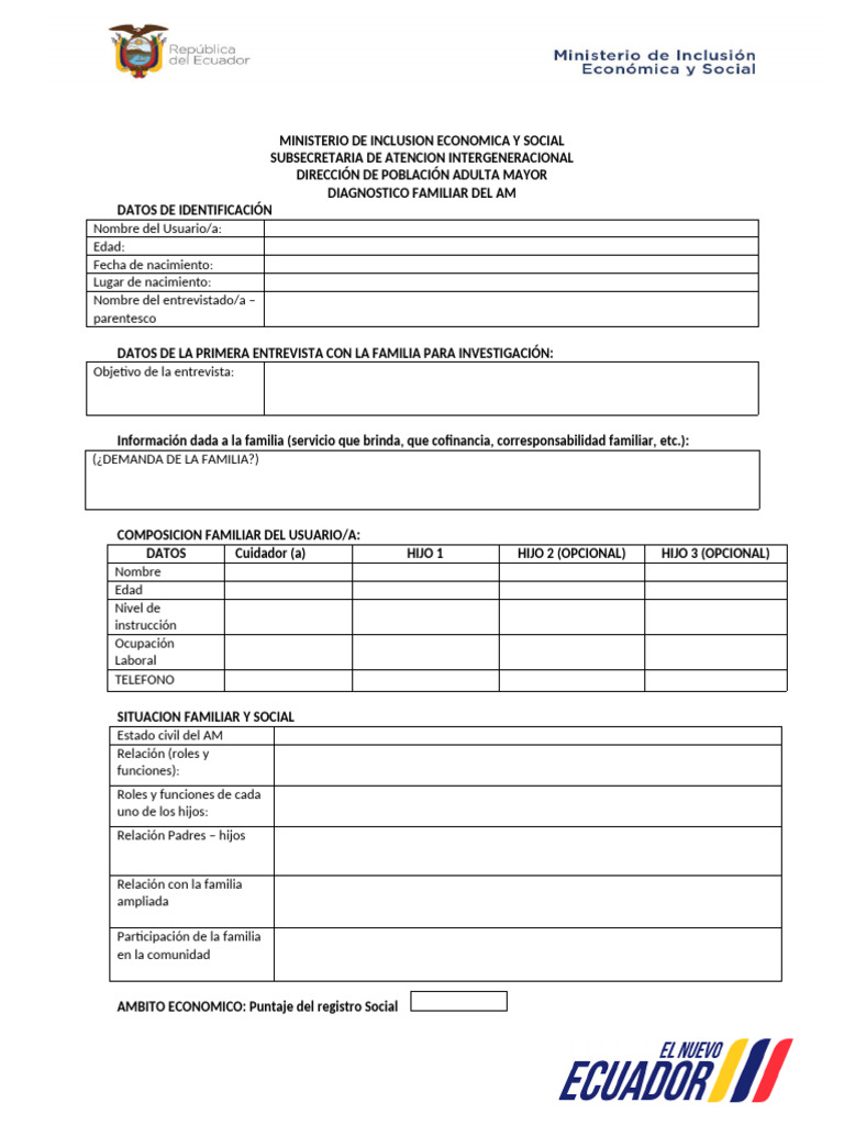 Ficha Diagnostico Familiar Formato | PDF