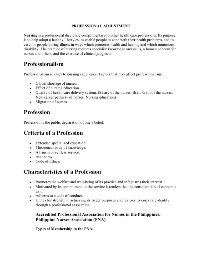 Professional Adjustment | PDF