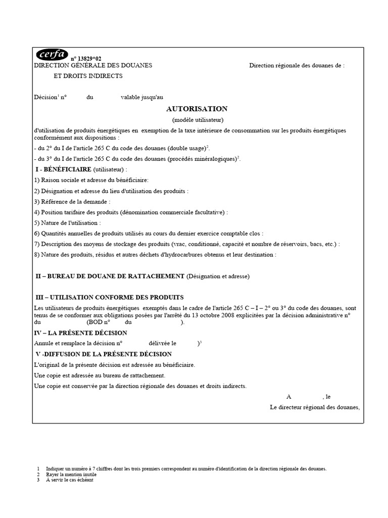 Cerfa 13829-02 | PDF