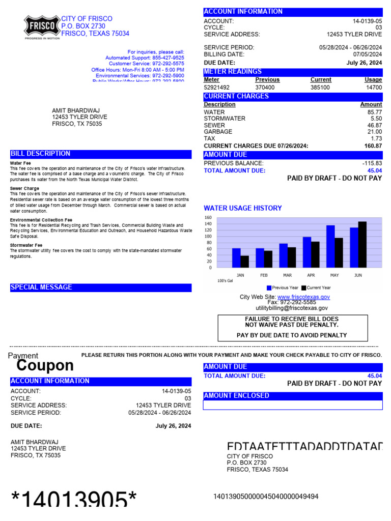 Utility Bill | PDF | Fee | Waste