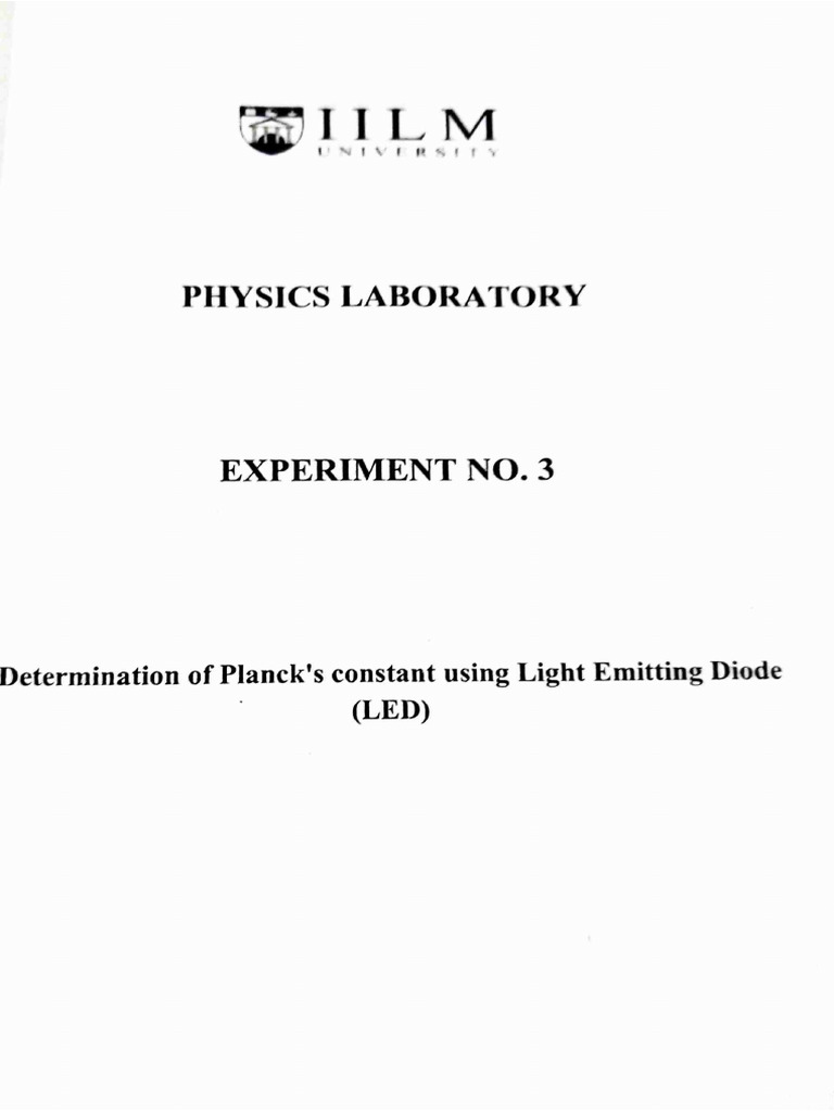 Experiment - 3 Determination of Planck Constant Using LED | PDF