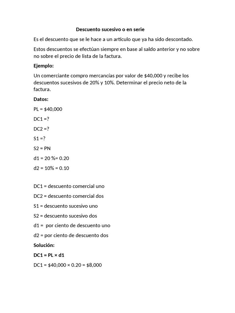 Descuento Sucesivo o en Serie | PDF