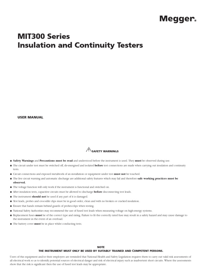 Megger MIT320 MANUAL | PDF