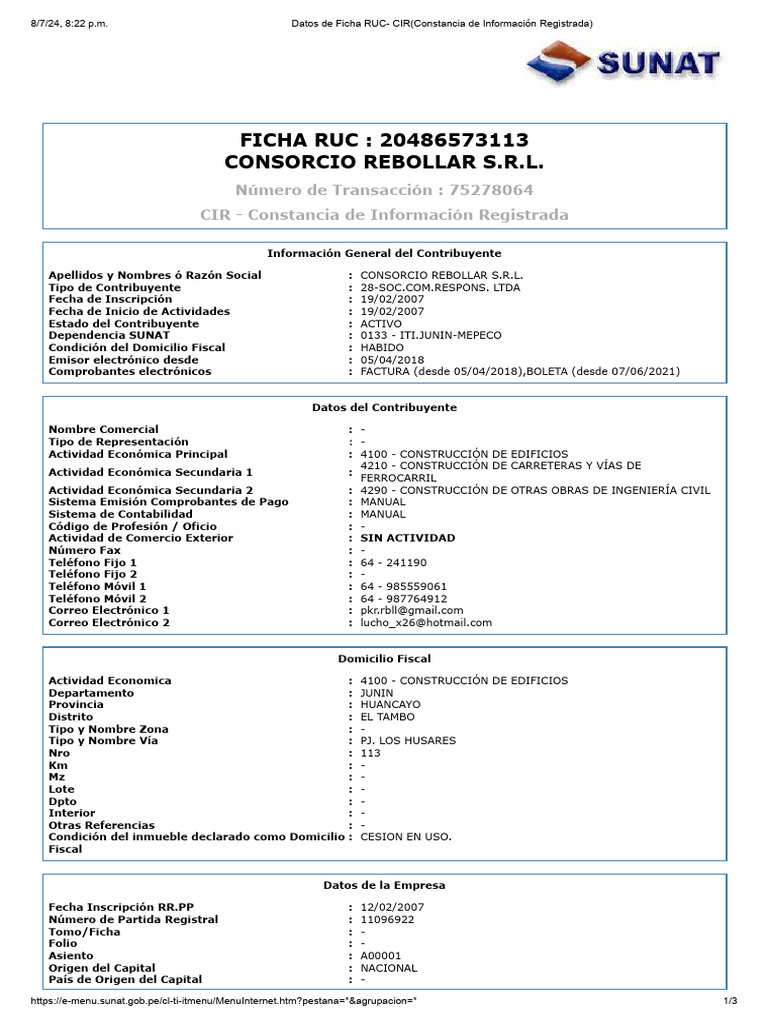 Ficha RUC_20486573113 | PDF