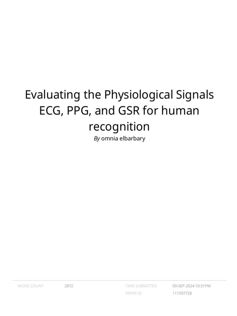 Evaluating The Physiological Signals ECG PPG and | PDF