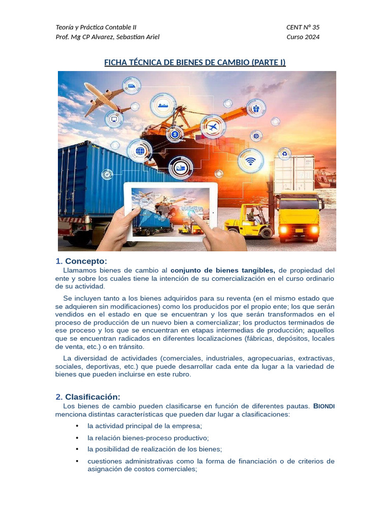 Ficha Técnica de Bienes de Cambio (Parte 1) | PDF | Contabilidad | Precios