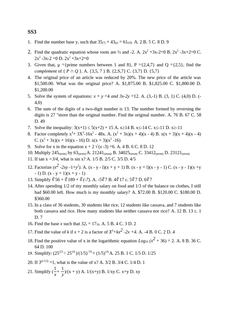 Math SW | PDF