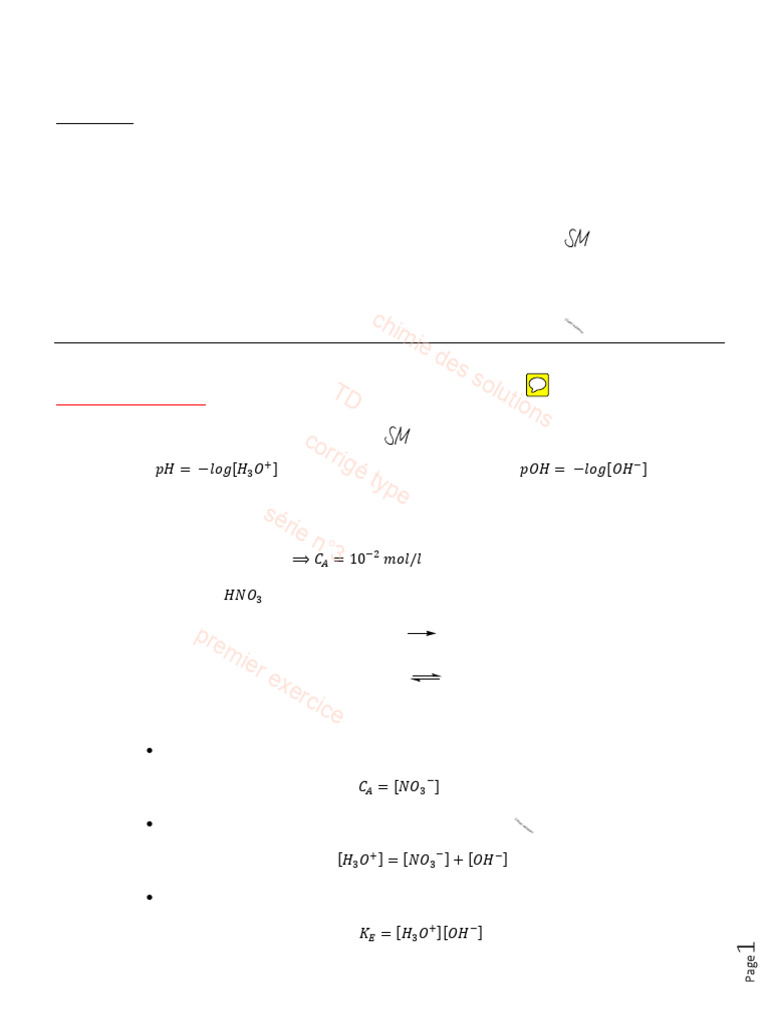 Corrige Type Du TD Ndeg3 Chimie Des Solutions Ex1 | PDF