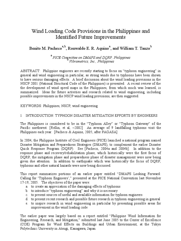 Typhoon Engineering and Wind Codes in PH | PDF | Tropical Cyclones | Wound
