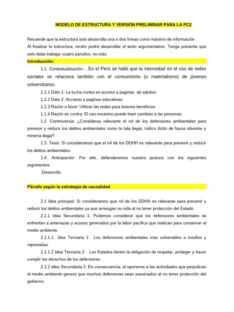 Modelo Esquema y Texto para La PC2 - Qurxyv | PDF