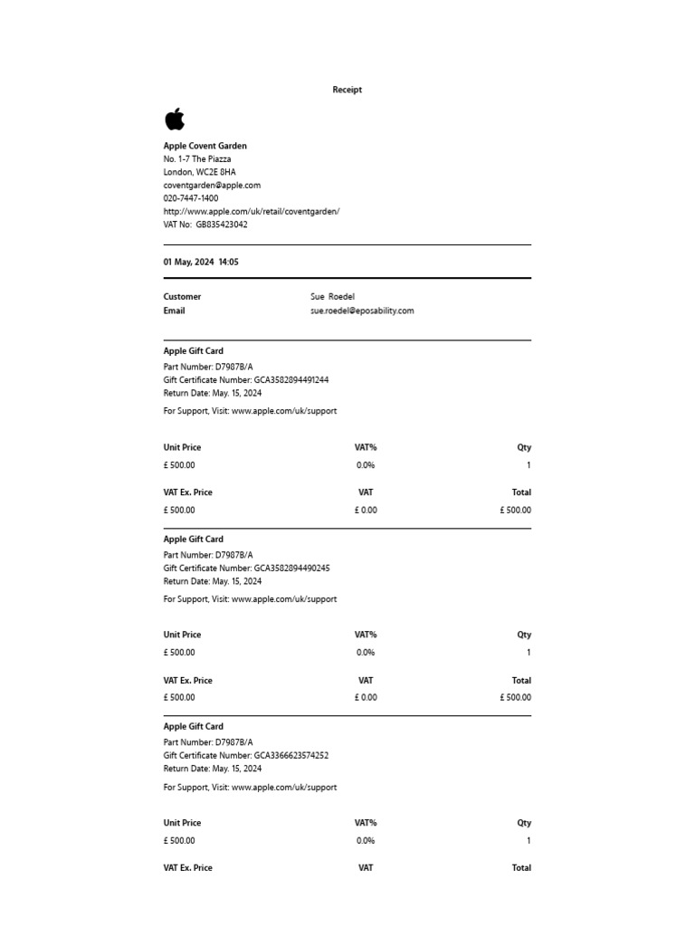 Apple Receipts | PDF