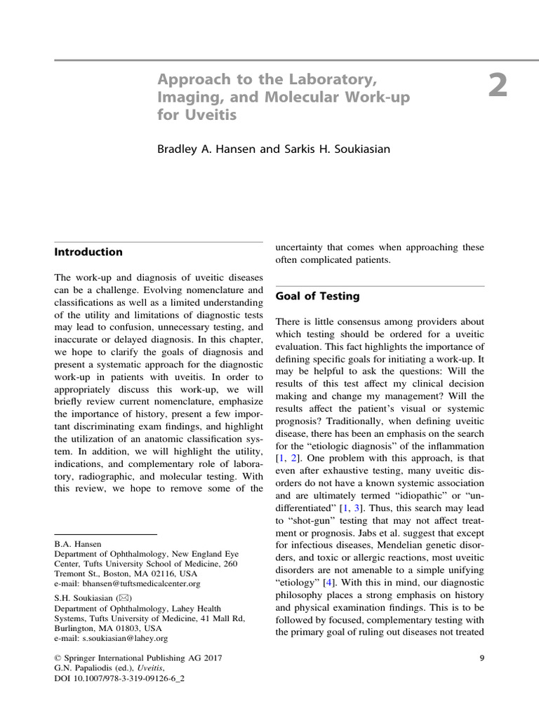 Cap 2 Laboratorio y Diagnostico - Uveitis Practical Guide Diag ...