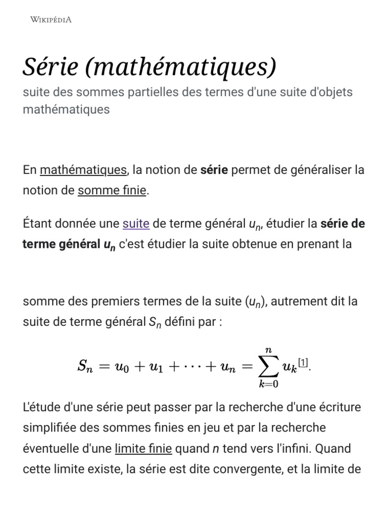 Série (Mathématiques) - Wikipédia | PDF