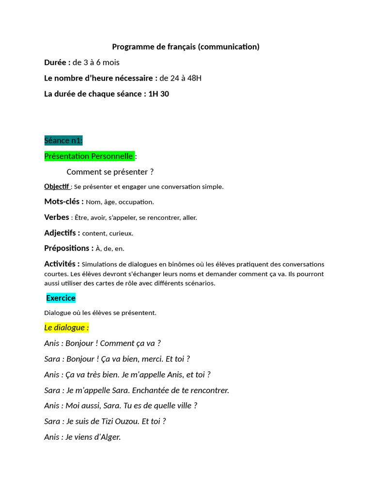 Programme de FR . | PDF