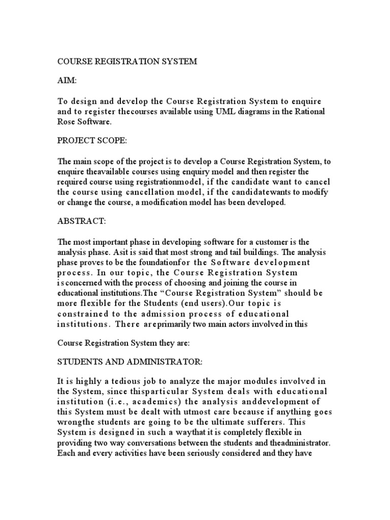 Course Registration System | Download Free PDF | University And College ...