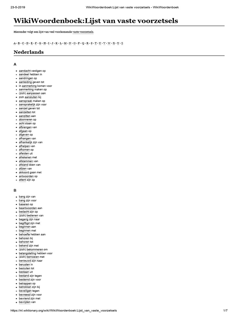 Lijst Van Vaste Voorzetsels | PDF