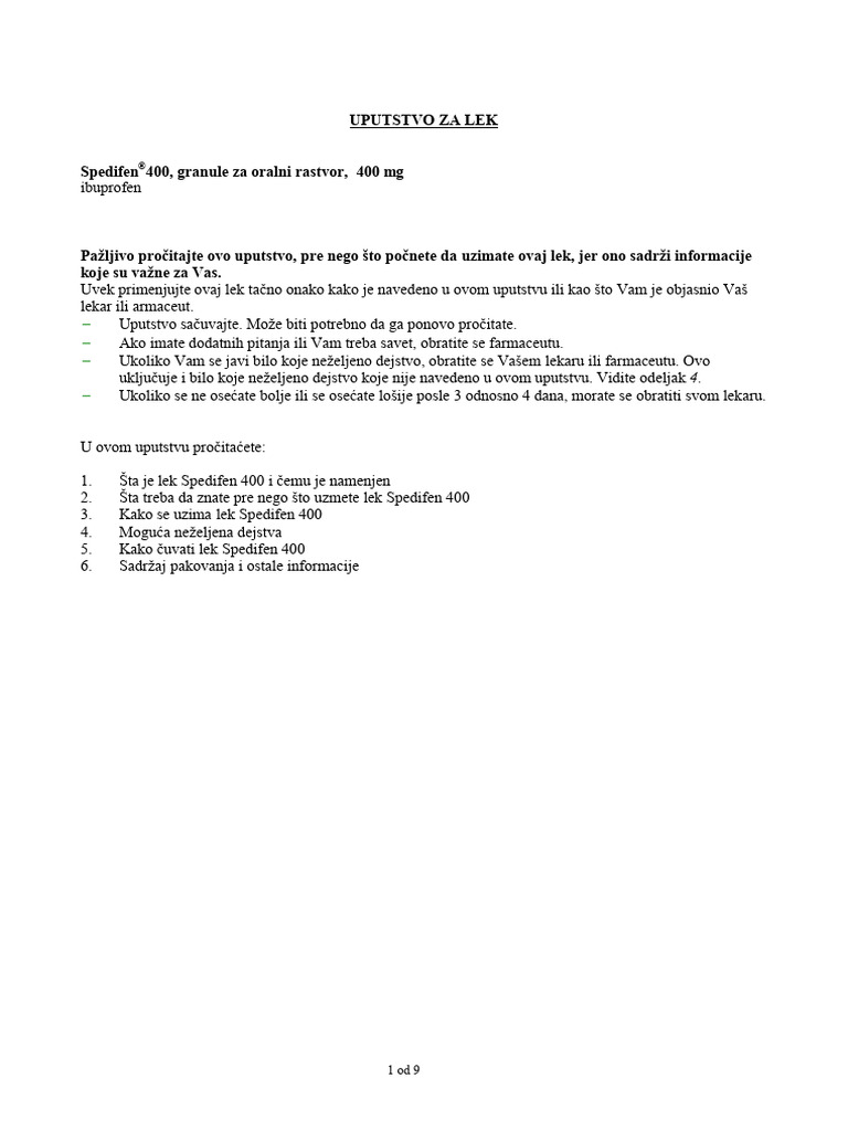 Uputstvo Za Lek | PDF