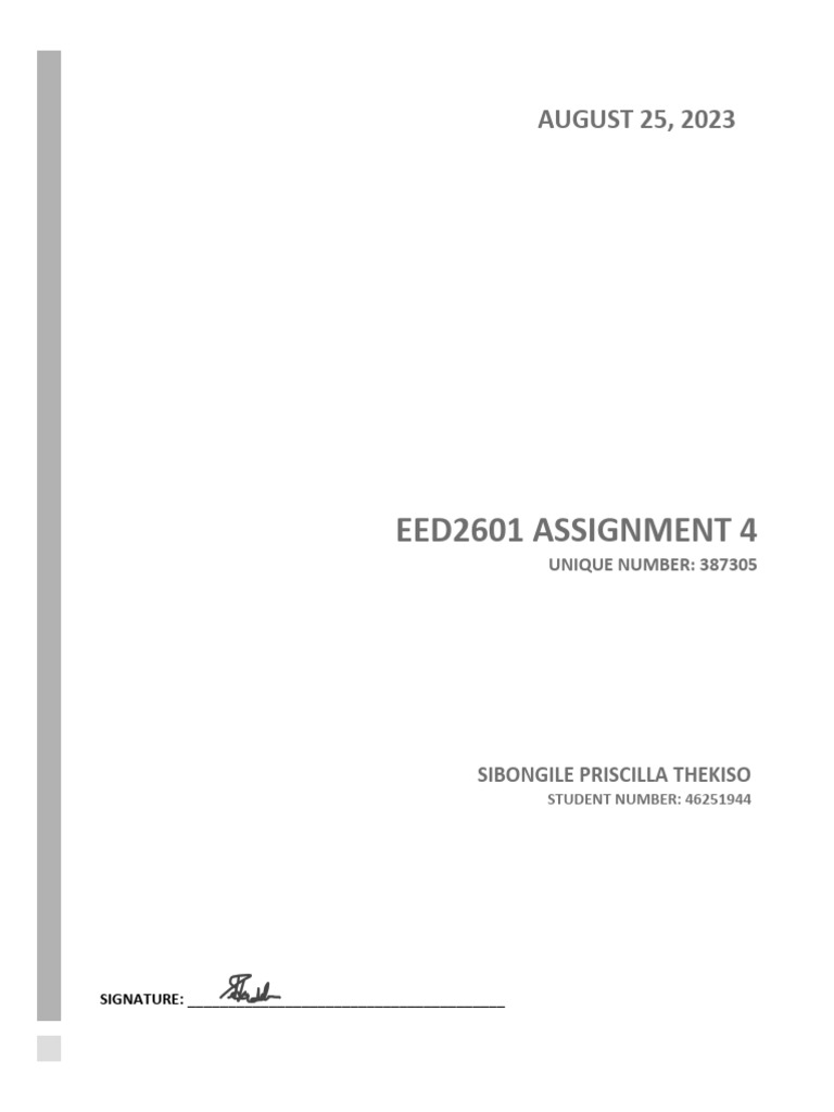 Eed2601 Assessment 04 PDF | PDF | Learning | Sustainability