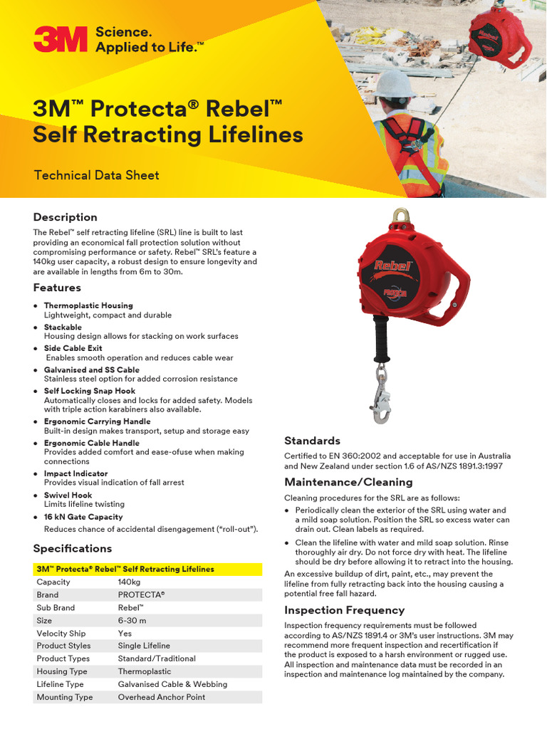3M Datasheet - FALL - PRO - Rebel SR Lifelines | PDF | Technology ...