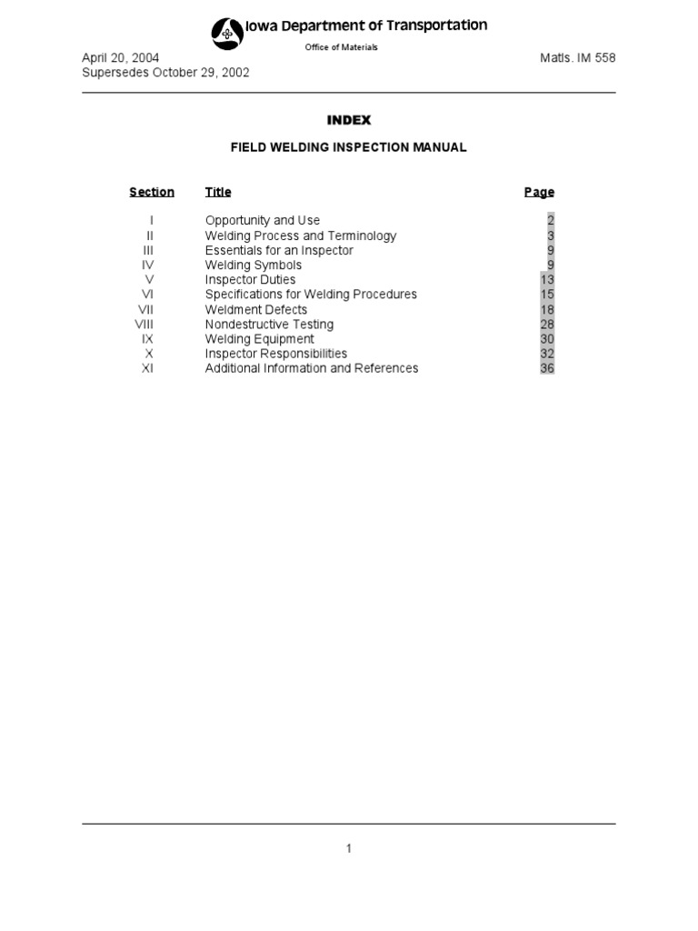 Field Welding Inspection Manual | PDF