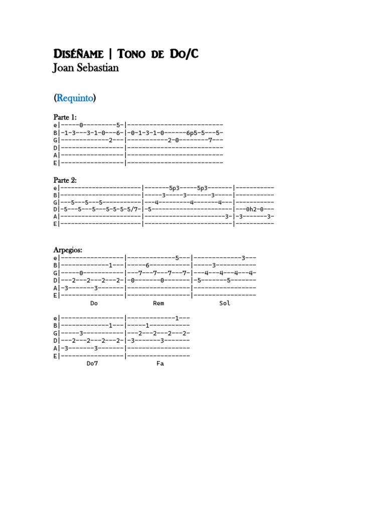 Diséñame (Requinto y Acordes) | PDF