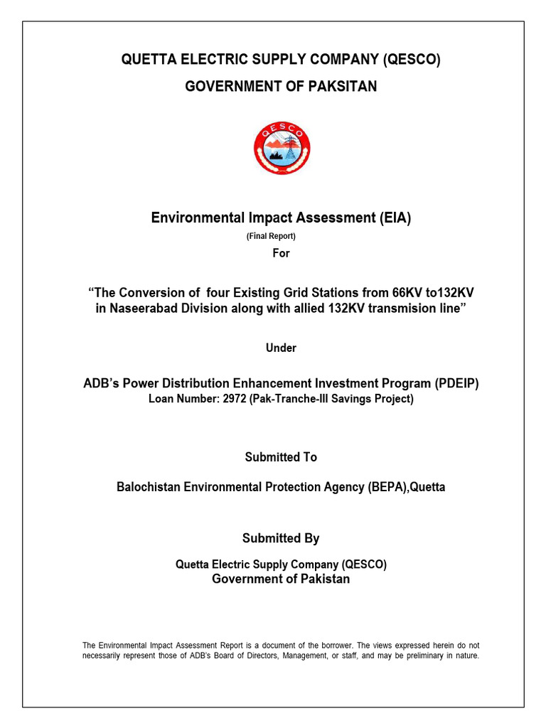 EIA Report of QESCO T3 Savings SubProject | PDF