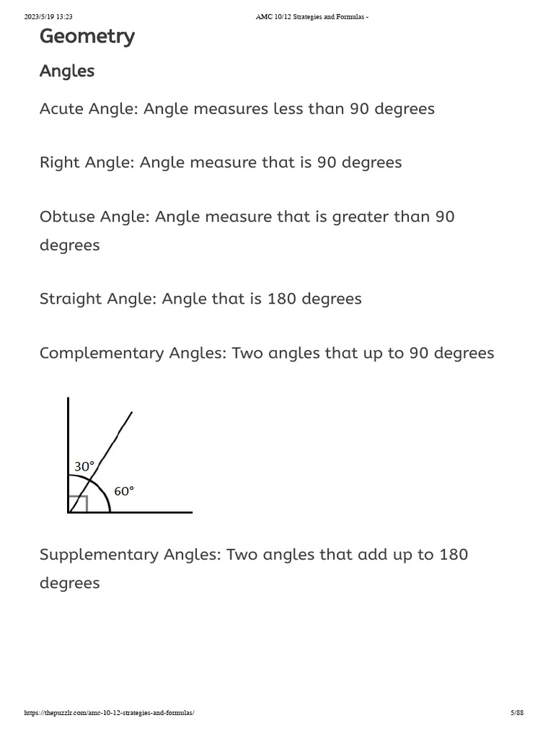 AMC 10 - 12 Strategies and Formulas | PDF