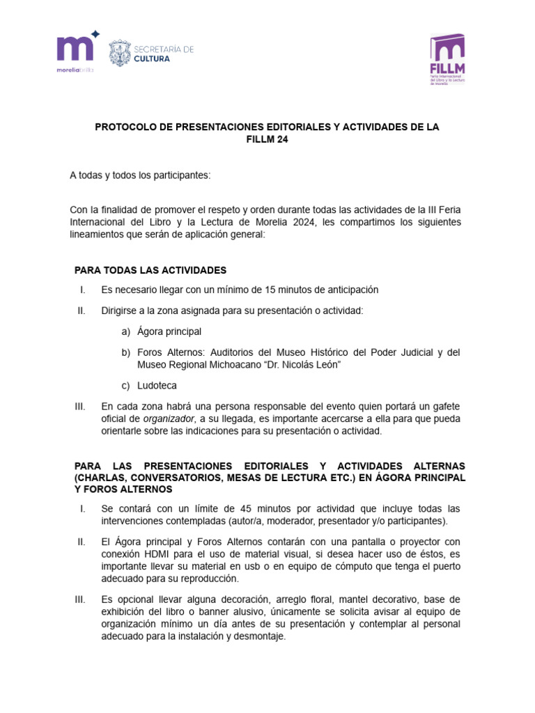 Protocolo Actividades Film2024 | PDF