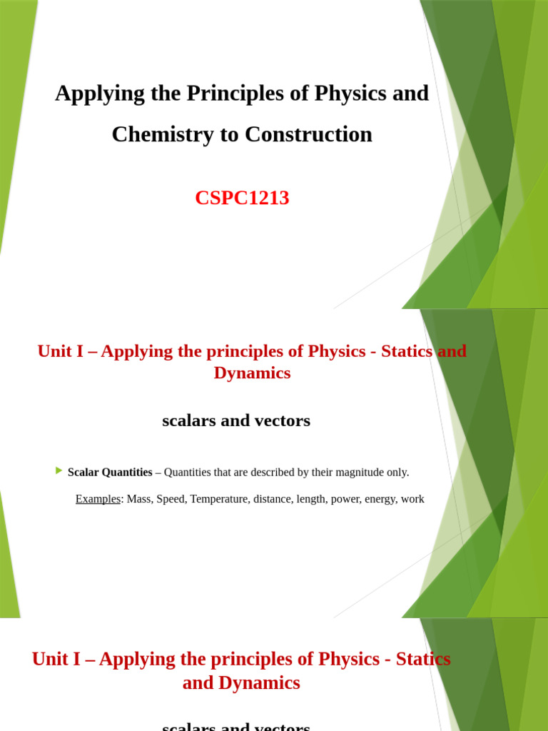 Unit 1 - Applying The Principles of Physics - Statics and Dynamics | PDF
