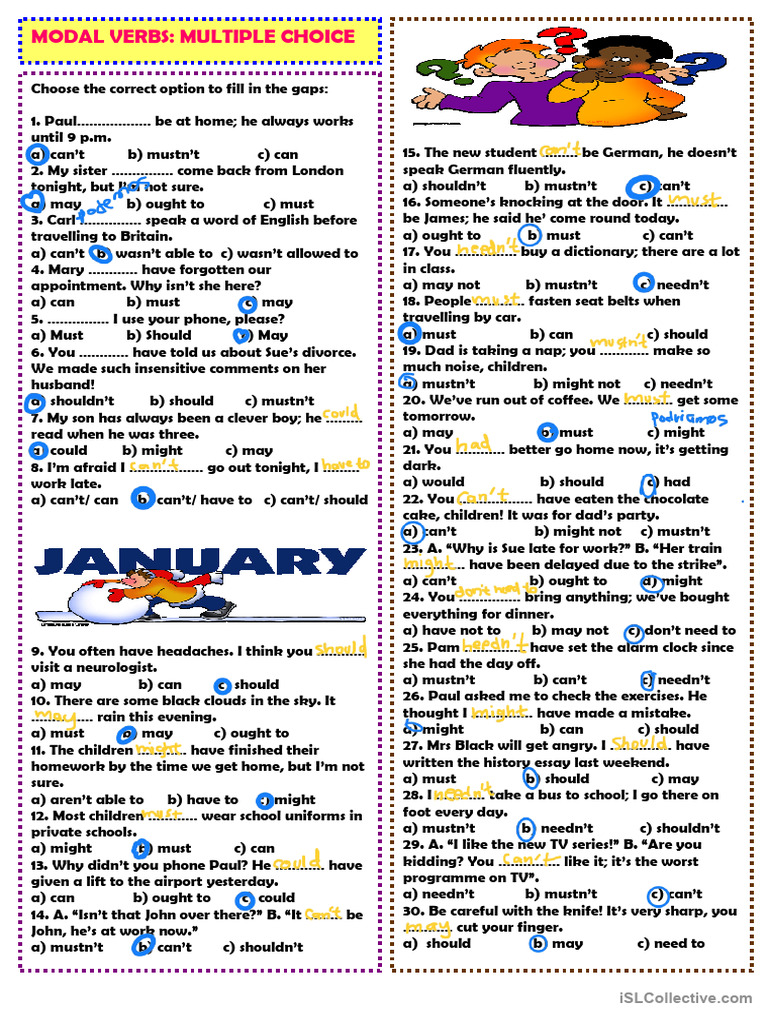 Modal Verbs Multiple Choice | PDF
