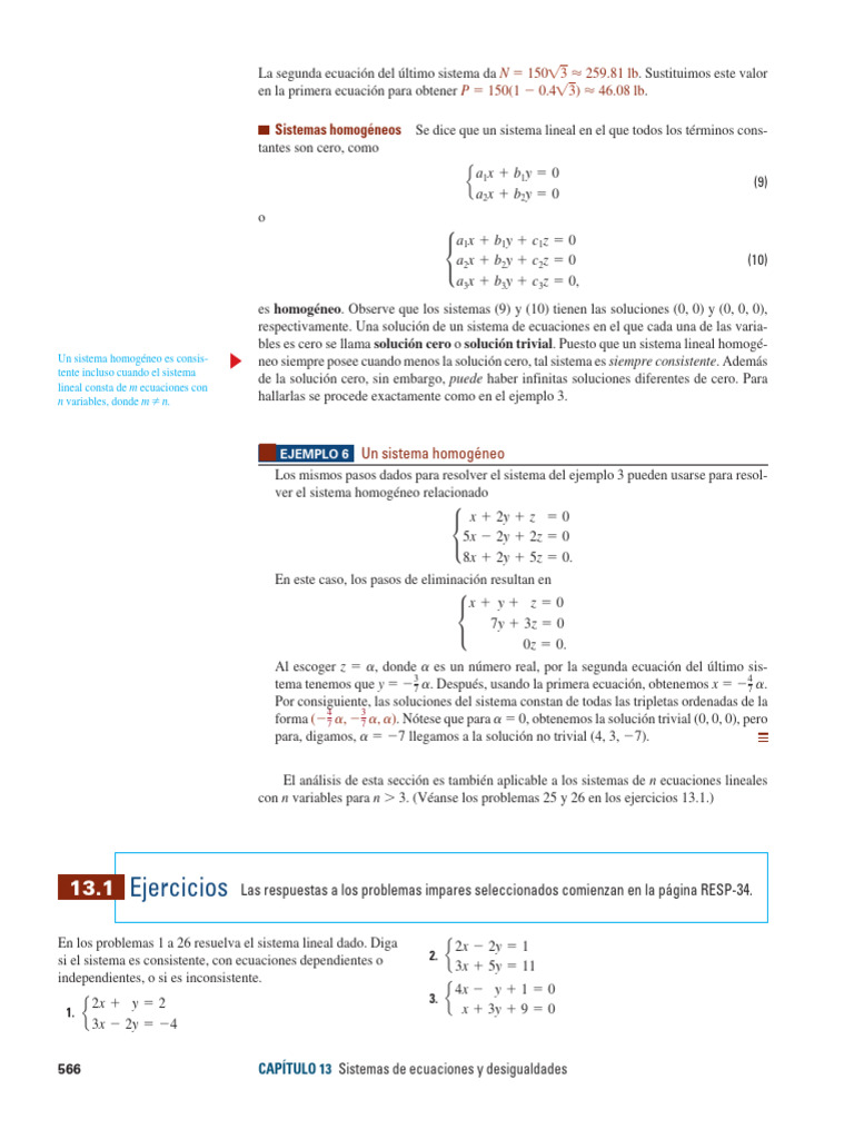 Sistemas de ecuaciones lineales | PDF