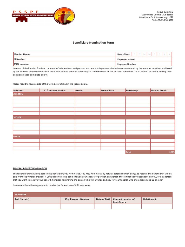 Beneficiary Nomination Form 1683720584 | PDF
