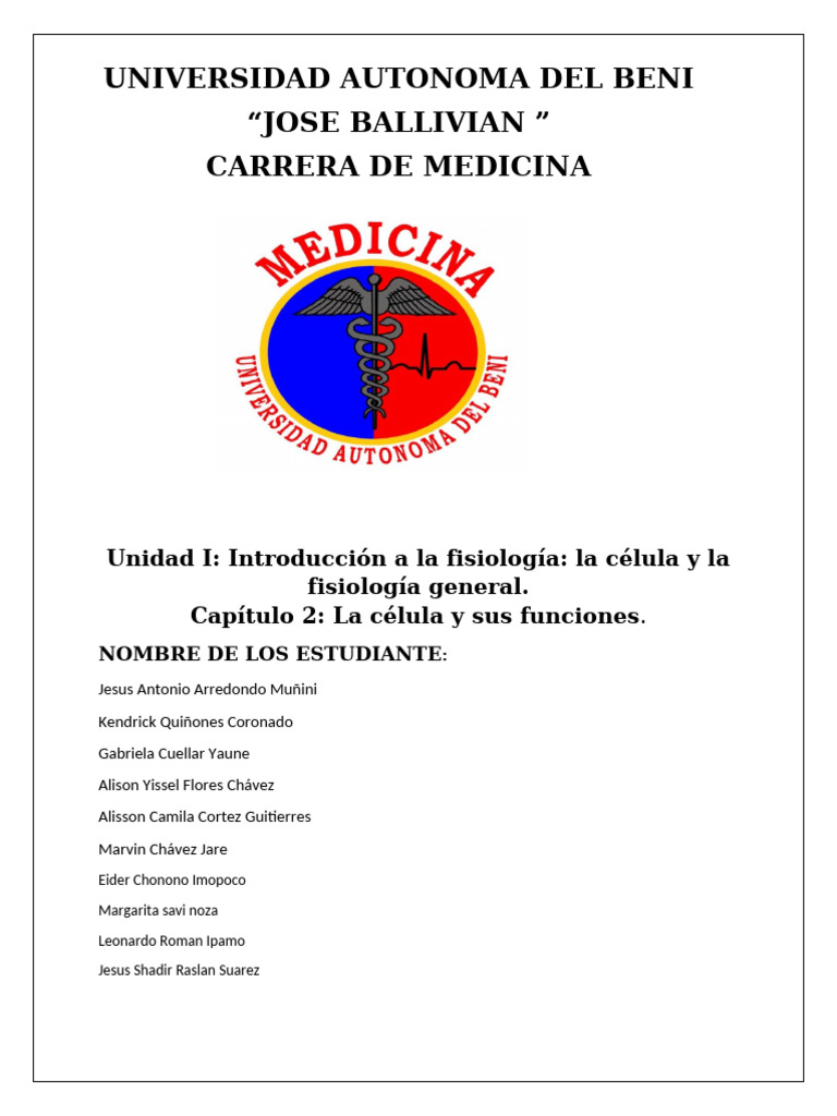 Fisiologia Capítulo Dos Las Célula y Sus Funciones | PDF