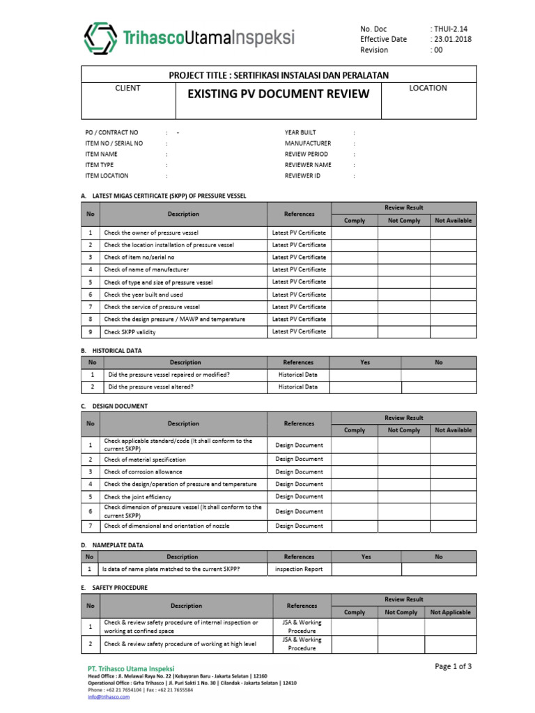 Existing PV Documents Checklist | PDF