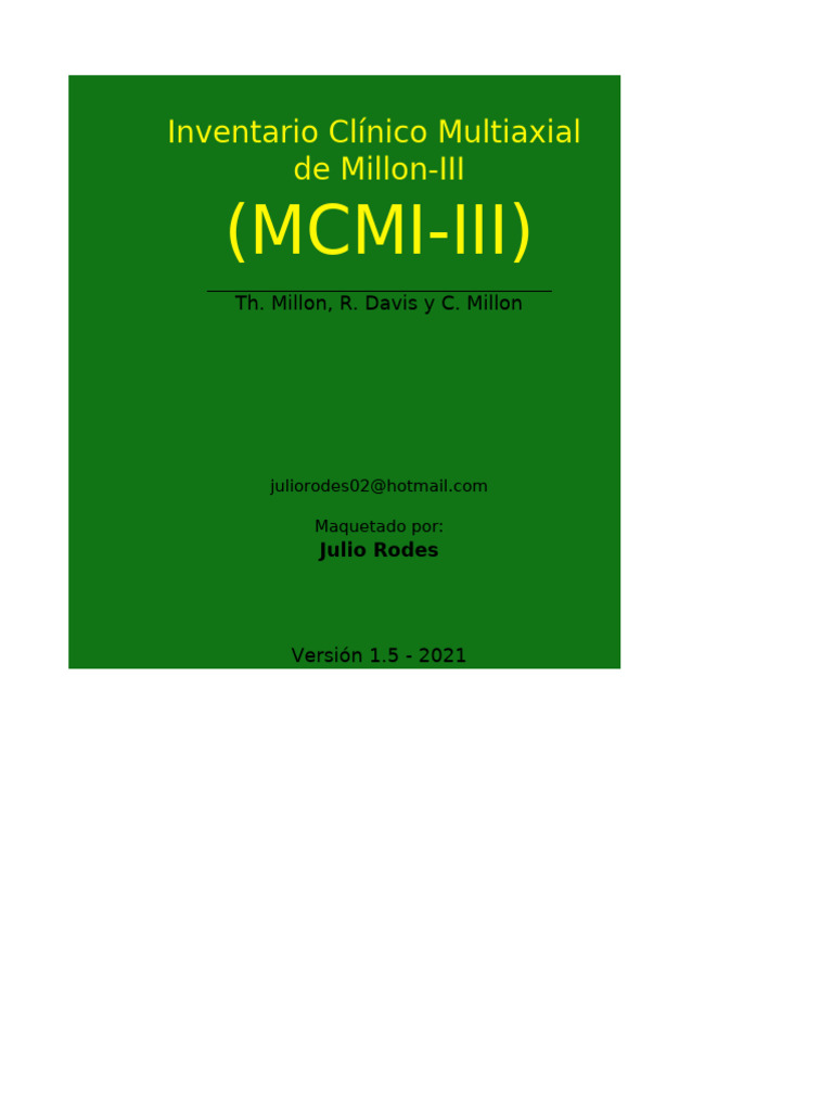 MCMI-III Inventario Clínico Multiaxial de Millon-III - J. Rodes v1.5 | PDF