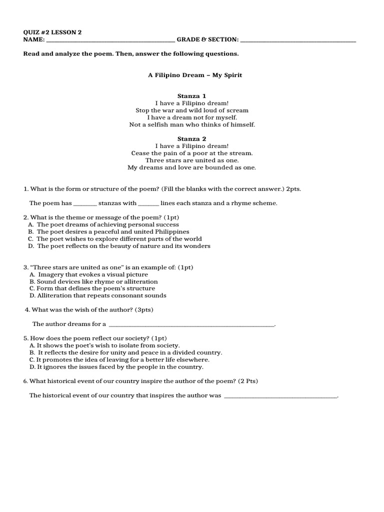 Formative Assessment - Lesson 2 | PDF | General Fiction