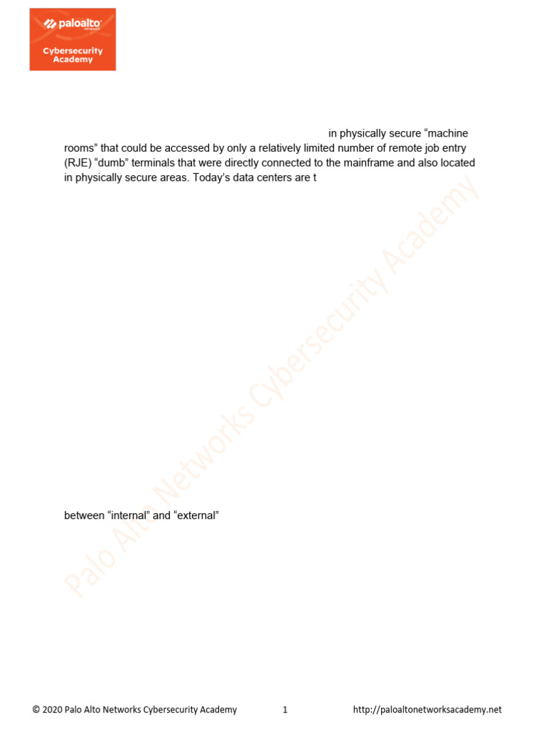 Palo Alto Networks Cybersecurity Academy - Perimeter-Based Network Security Strategy | PDF