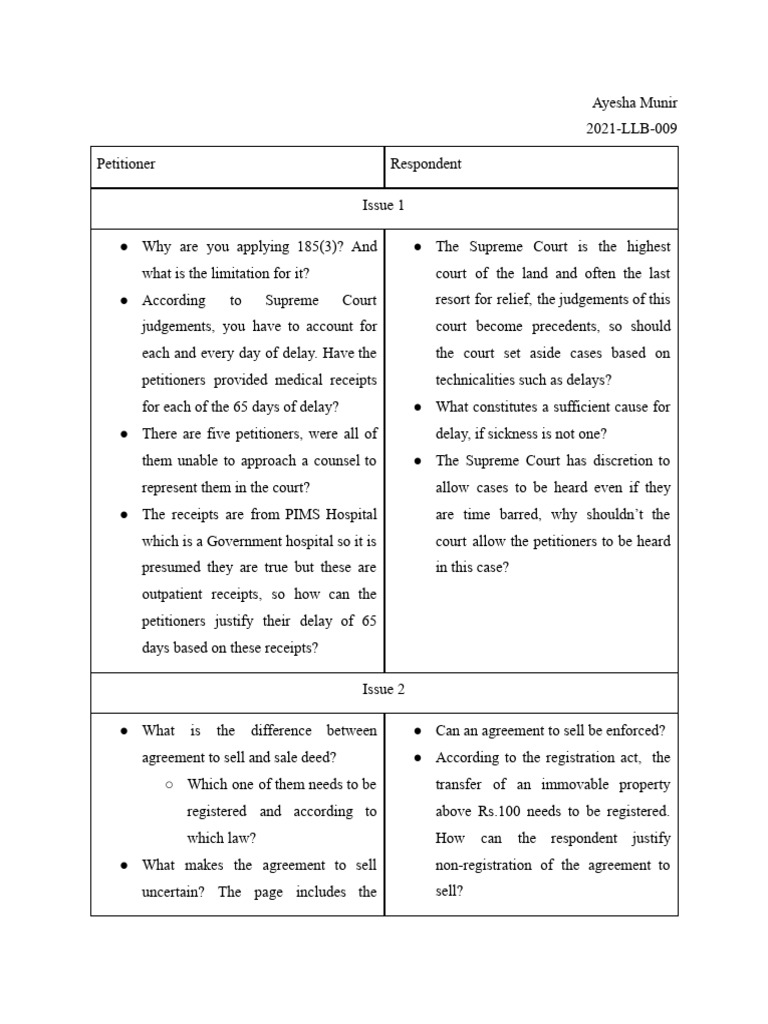 Moot Questions (Possible) | PDF