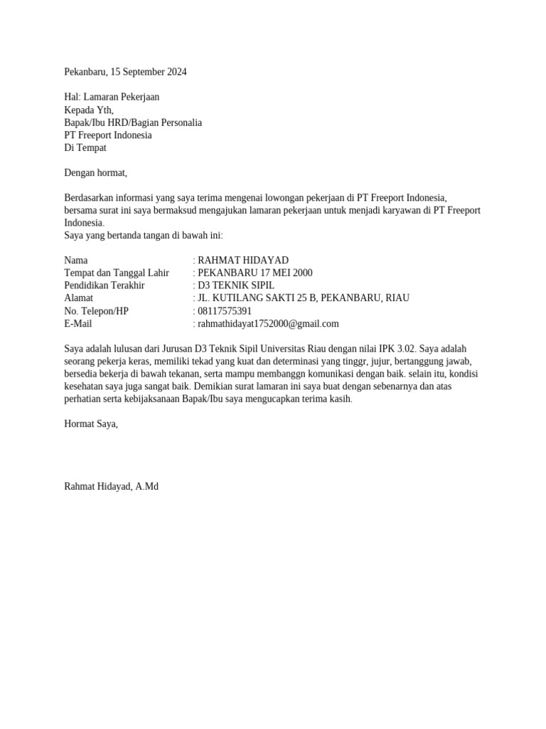 Surat Lamaran | PDF