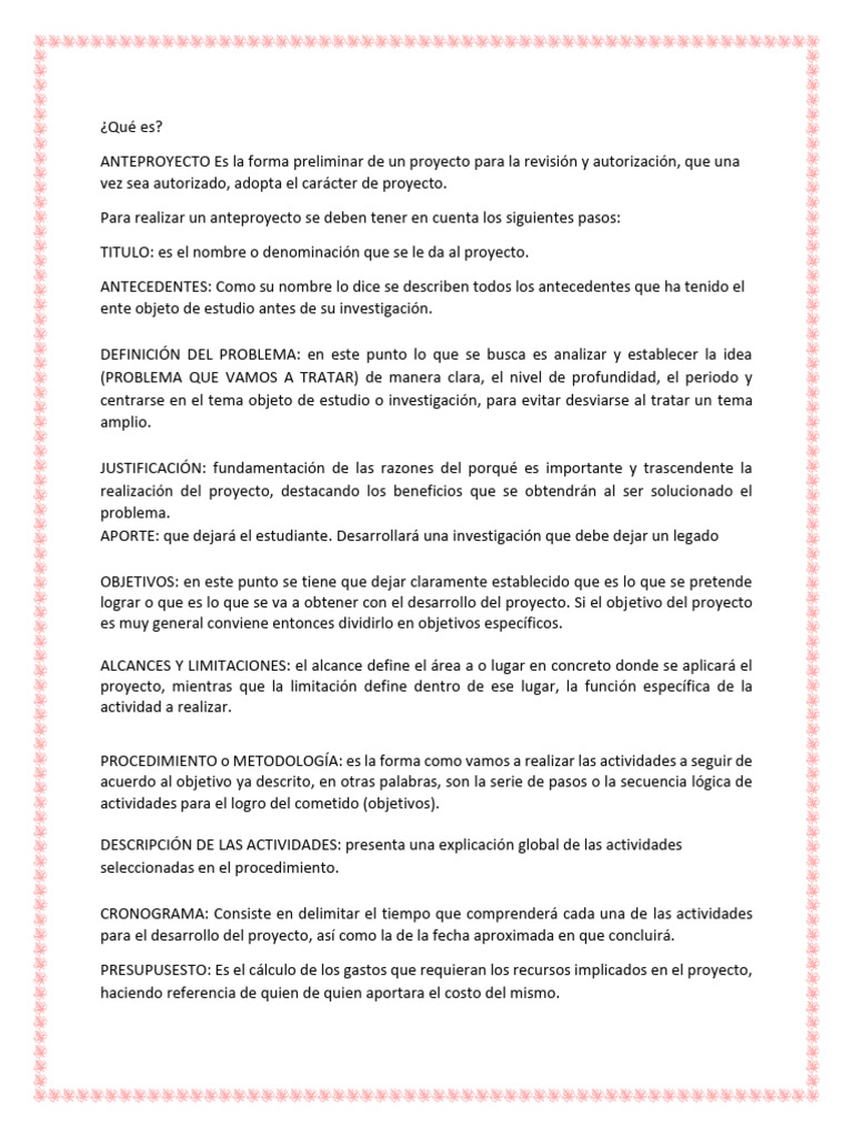 paso para elaborar anteproyecto (1) | PDF