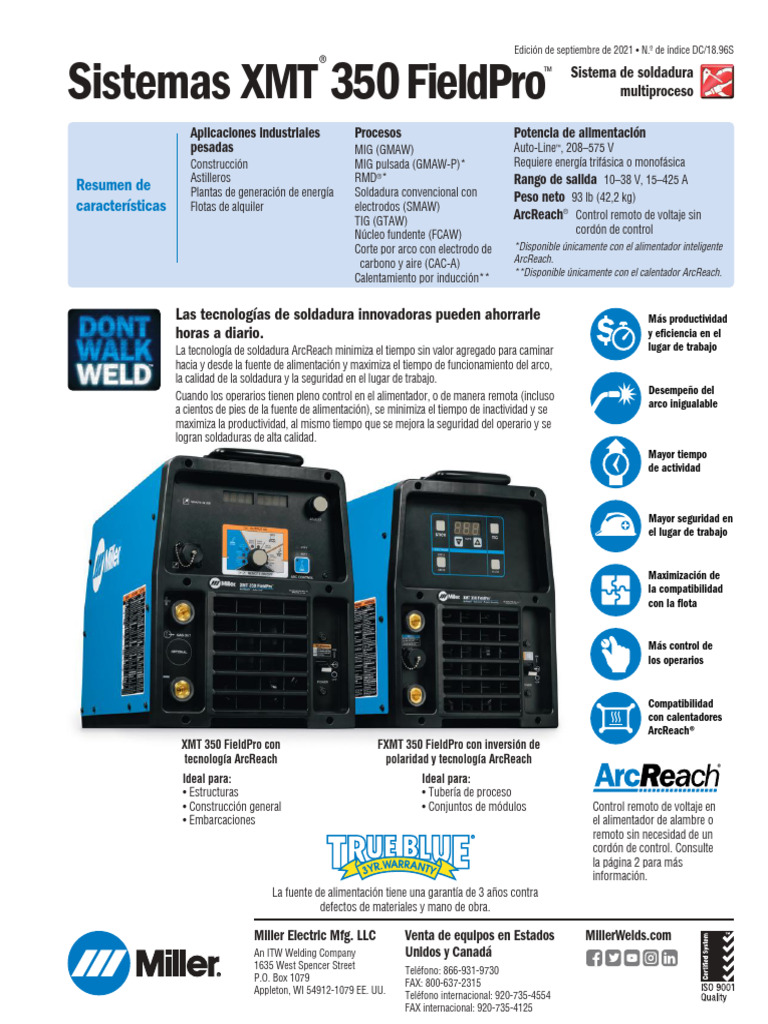 XMT 350 Fieldpro Miller Welds 2024 05 | PDF