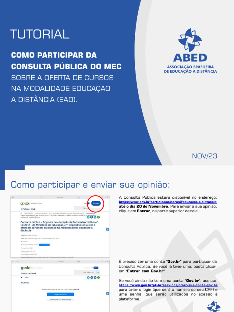 Tutorial Consulta Publica MEC 2023 | PDF