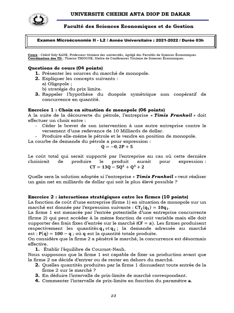 Examen Micro II 2022 | PDF
