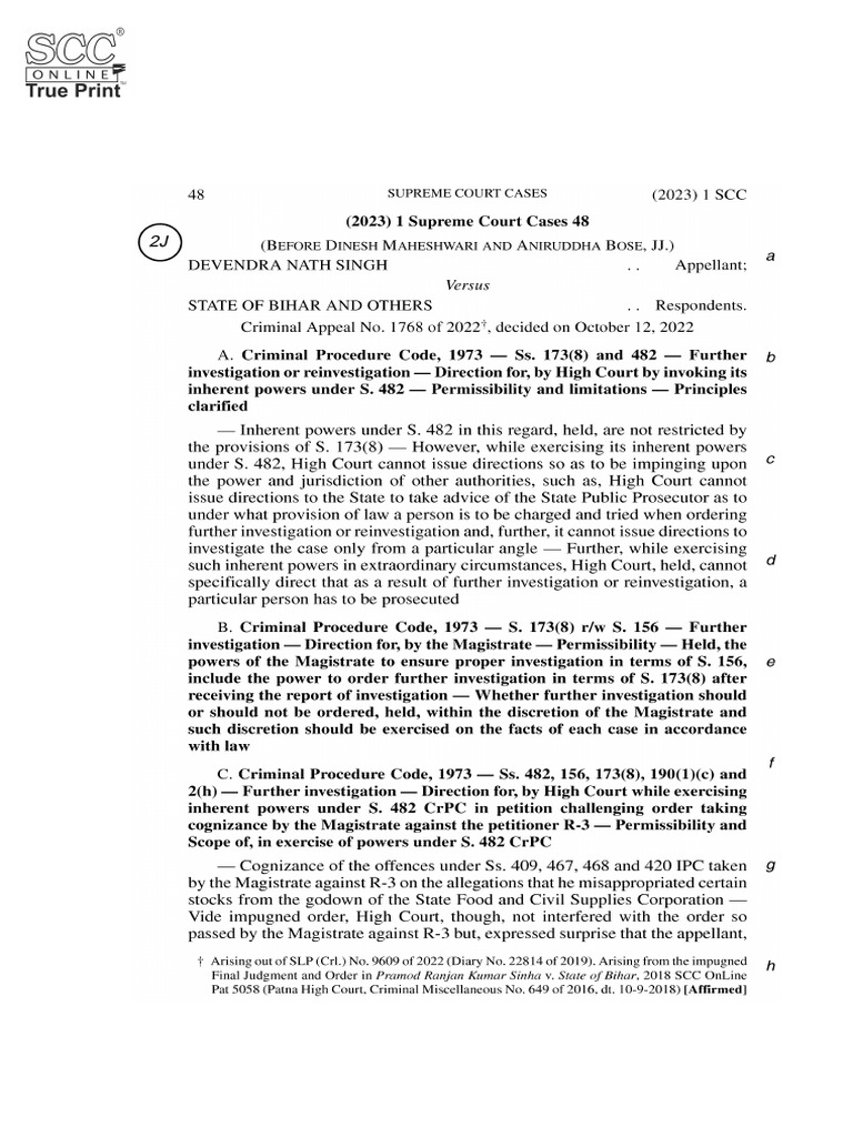 Devendra Nath Singh vs. State of Punjab | PDF | Supreme Court Of India | National Supreme Courts